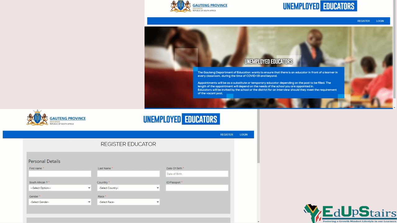 GDE UNEMPLOYED EDUCATOR ONLINE REGISTRATION PORTAL - Edupstairs