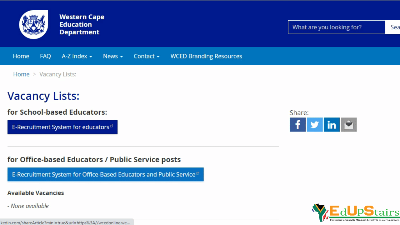 HOW TO REGISTER ON THE WCDOE's E-RECRUITMENT DATABASE - Edupstairs
