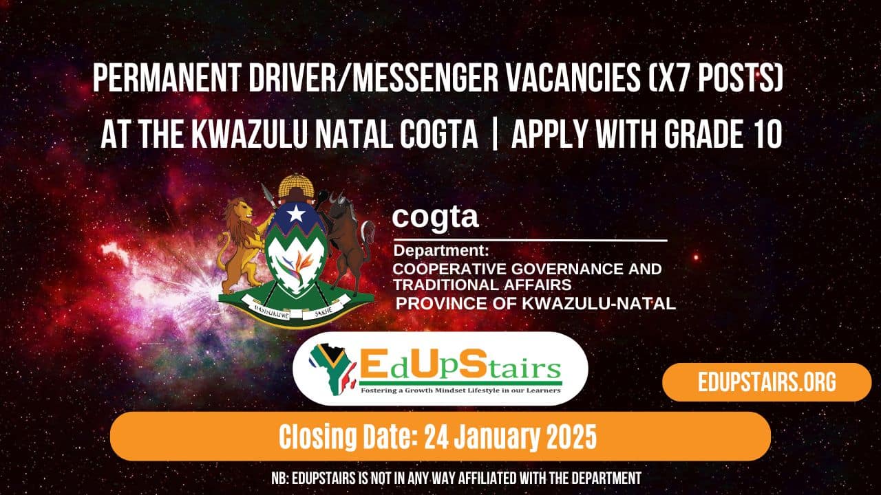 Permanent Driver/Messenger Vacancies (X7 Posts) at the KwaZulu Natal ...