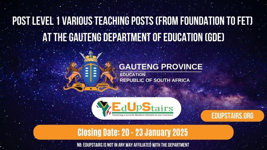 Post Level 1 Various Teaching Posts (From Foundation to FET) at the ...