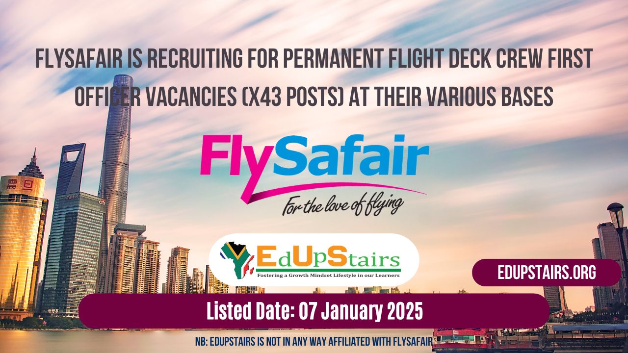 Flysafair is Recruiting for Permanent Flight Deck Crew First Officer ...