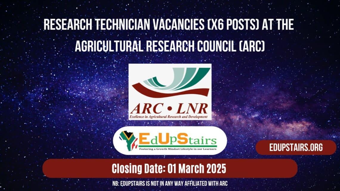 Research Technician Vacancies (X6 Posts) at the Agricultural Research ...