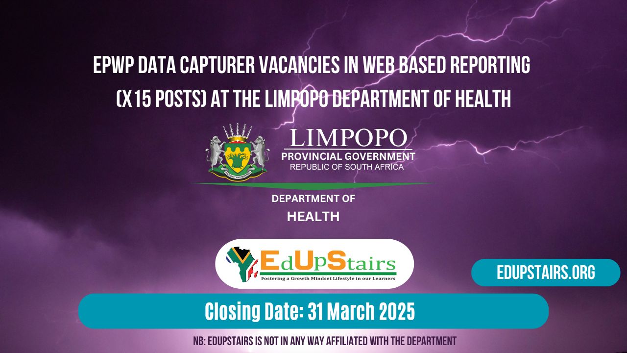 EPWP Data Capturer Vacancies in Web Based Reporting (X15 Posts) at the ...
