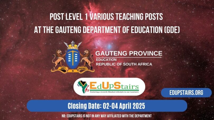 Post Level 1 Various Teaching Posts at the GDE Closing From 2nd – 4th ...