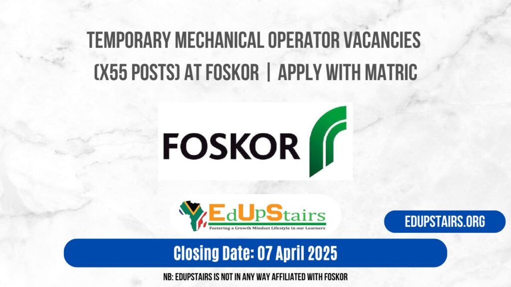 Temporary Mechanical Operator Vacancies (X55 Posts) at Foskor | Apply ...