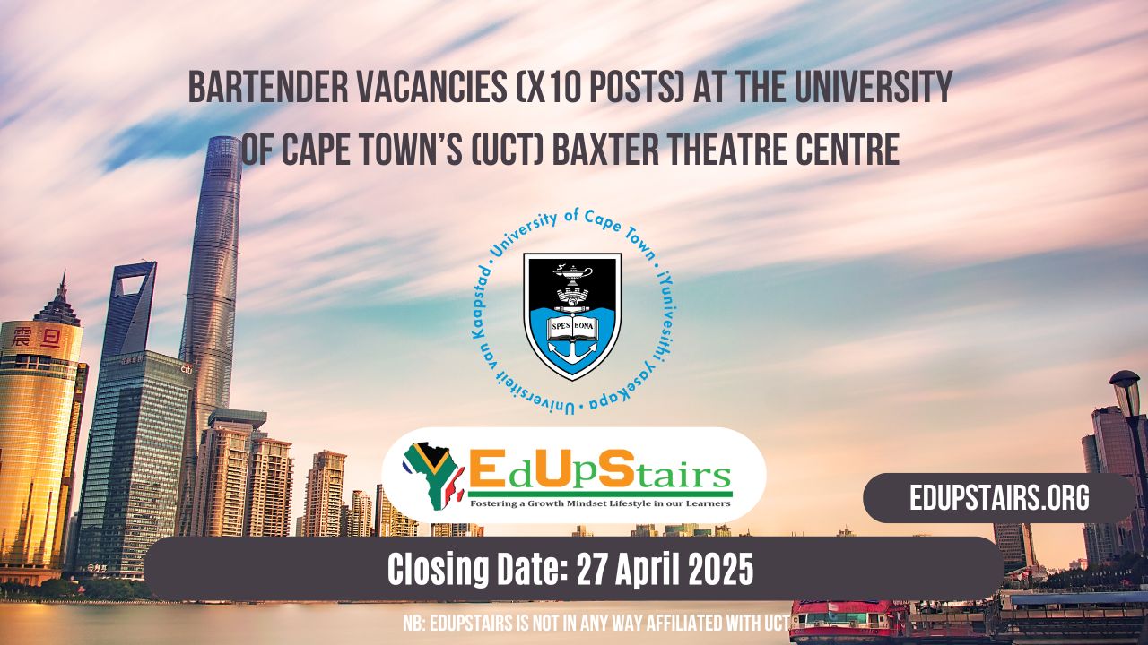 Bartender Vacancies (X10 Posts) at the University of Cape Town’s (UCT ...