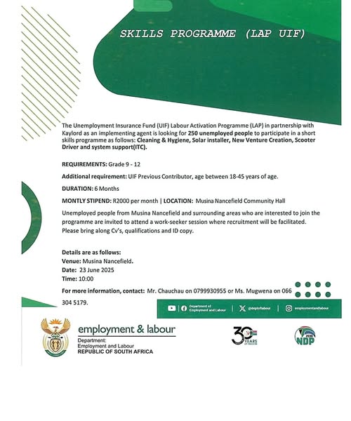 Unemployment Insurance Fund (UIF) Labour Activation Programme (LAP) for 2025 - Edupstairs